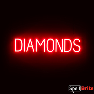 Red LED DIAMONDS Sign, Neon Sign Look with LED Lights