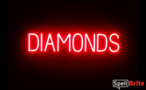 Red LED DIAMONDS Sign, Neon Sign Look with LED Lights