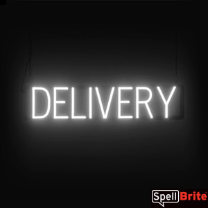 DELIVERY Sign in White | Neon Sign Look, LED Light Source