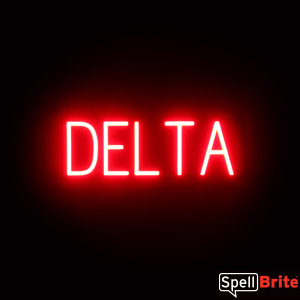 LED rojo DELTA Letrero, Neon Letrero Look con luces LED
