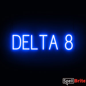 Blue LED DELTA 8 Sign, Neon Sign Look with LED Lights