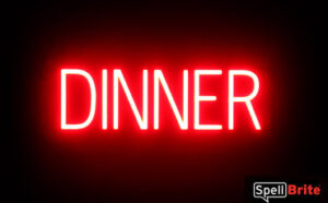 Red LED DINNER Sign, Neon Sign Look with LED Lights