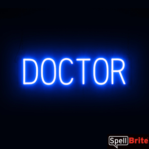 Blue LED DOCTOR Sign, Neon Sign Look with LED Lights