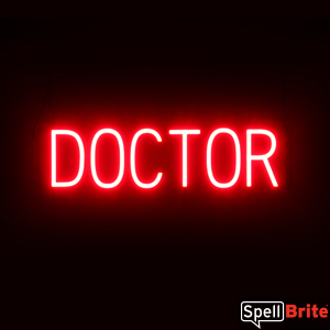 Red LED DOCTOR Sign, Neon Sign Look with LED Lights