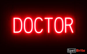 Red LED DOCTOR Sign, Neon Sign Look with LED Lights