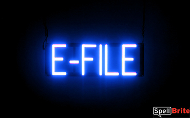 E-FILE LED Sign in Blue, Neon Look