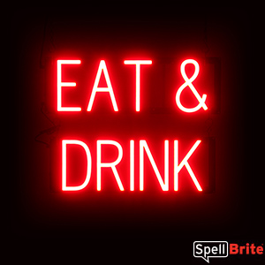Red LED EAT & DRINK Sign, Neon Sign Look with LED Lights