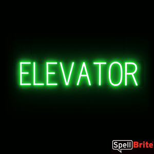 Green LED ELEVATOR Sign, Neon Sign Look with LED Lights