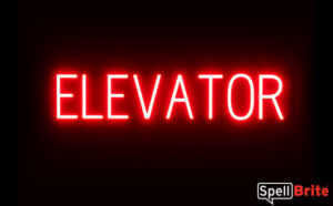 Red LED ELEVATOR Sign, Neon Sign Look with LED Lights