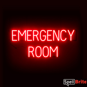 Red LED EMERGENCY ROOM Sign, Neon Sign Look, LED Lights