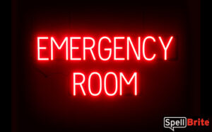 Red LED EMERGENCY ROOM Sign, Neon Sign Look, LED Lights