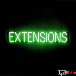 EXTENSIONS LED Sign in Green, Neon Look