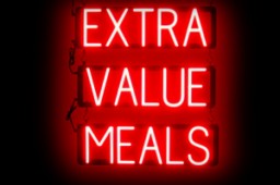 HAPPY MEALS LED Sign in Red, Neon Look