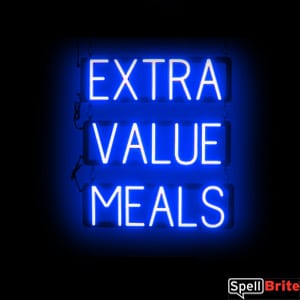 EXTRA VALUE MEALS LED Sign in Blue, Neon Look