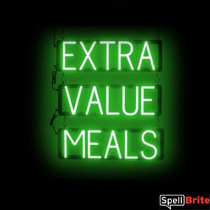 EXTRA VALUE MEALS LED Sign in Green, Neon Look