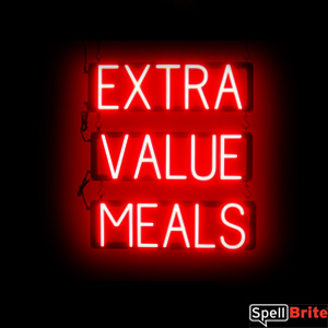 EXTRA VALUE MEALS LED Sign in Red, Neon Look