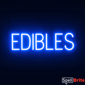 Blue LED EDIBLES Sign, Neon Sign Look with LED Lights