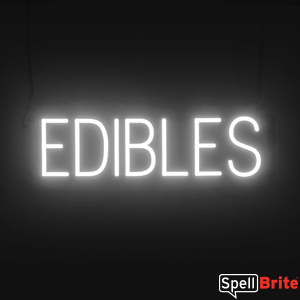 White LED EDIBLES Sign, Neon Sign Look with LED Lights