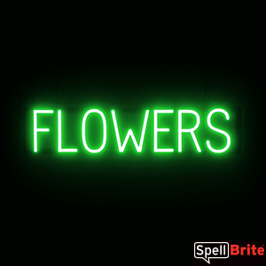 Green LED FLOWERS Sign, Neon Sign Look with LED Lights