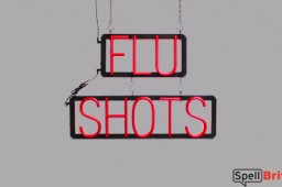 FLU SHOTS LED Sign in Green, Neon Look