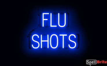 FLU SHOTS LED Sign in Red, Neon Look