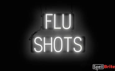 FLU SHOTS LED Sign in Red, Neon Look