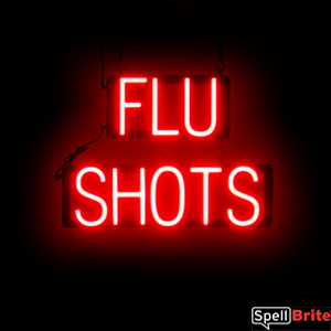 FLU SHOTS LED Sign in Red, Neon Look