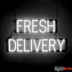 FRESH DELIVERY LED Sign in White, Neon Look