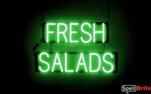 FRESH SALADS LED Sign in White, Neon Look