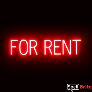 Red LED FOR RENT Sign, Neon Sign Look with LED Lights