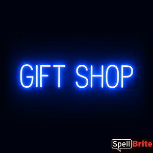 Blue LED GIFT SHOP Sign, Neon Sign Look with LED Lights