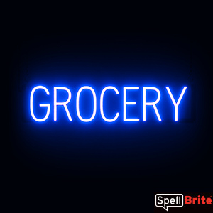 Blue LED GROCERY Sign, Neon Sign Look with LED Lights