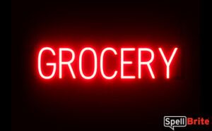 Red LED GROCERY Sign, Neon Sign Look with LED Lights