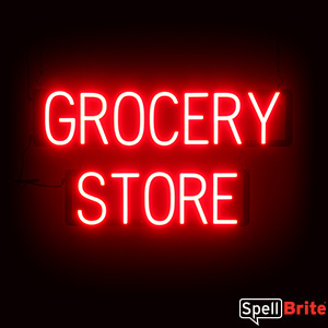 Red LED GROCERY STORE Sign, Neon Sign Look, LED Lights
