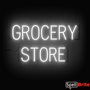 White LED GROCERY STORE Sign, Neon Sign Look, LED Lights
