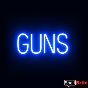 Blue LED GUNS Sign, Neon Sign Appearance with LED Lights
