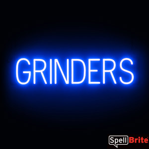 Blue LED GRINDERS Sign, Neon Sign Look with LED Lights
