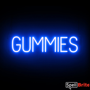Blue LED GUMMIES Sign, Neon Sign Look with LED Lights