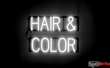 HAIR & COLOR LED Sign in Green, Neon Look