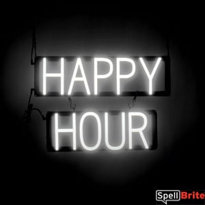 HAPPY HOUR LED Sign in White, Neon Look