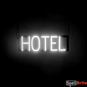 HOTEL LED Sign in White, Neon Look