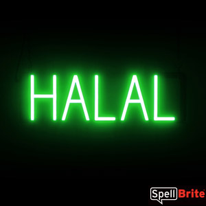 Green LED HALAL Sign, Neon Sign Look with LED Lights