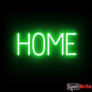 Green LED HOME Sign, Neon Sign Appearance with LED Lights