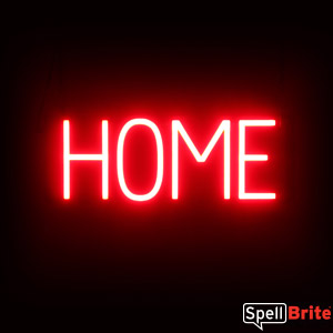 Red LED HOME Sign, Neon Sign Look with LED Lights