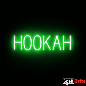 Green LED HOOKAH Sign, Neon Sign Look with LED Lights