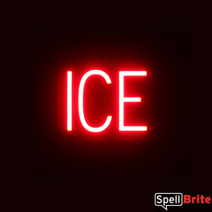 LED ICE Sign in Red, Neon Sign Appearance with LED Lights