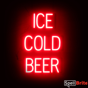 Red LED ICE COLD BEER Sign, Neon Sign Look, LED Lights