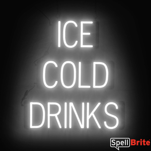 Neon-Like White LED ICE COLD DRINKS Sign