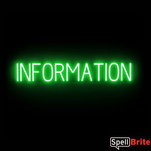 Green LED INFORMATION Sign, Neon Sign Look, LED Lights