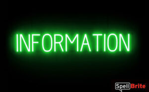 Red LED INFORMATION Sign, Neon Sign Look with LED Lights